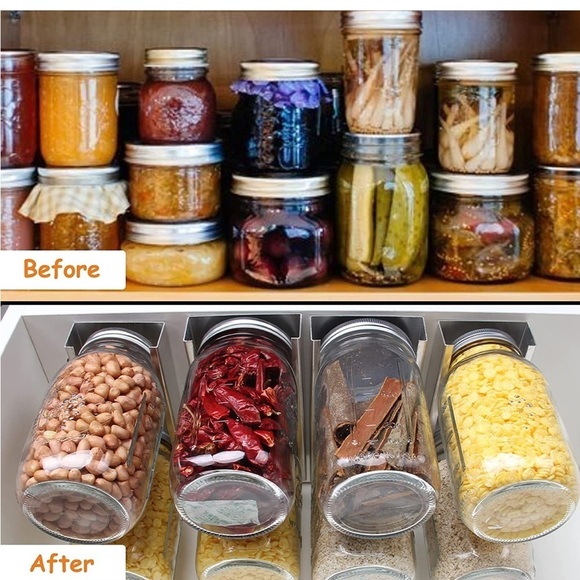 Amazon | Kitchen | Mason Jars Organizer Spice Jar Rack For Food Storage ...